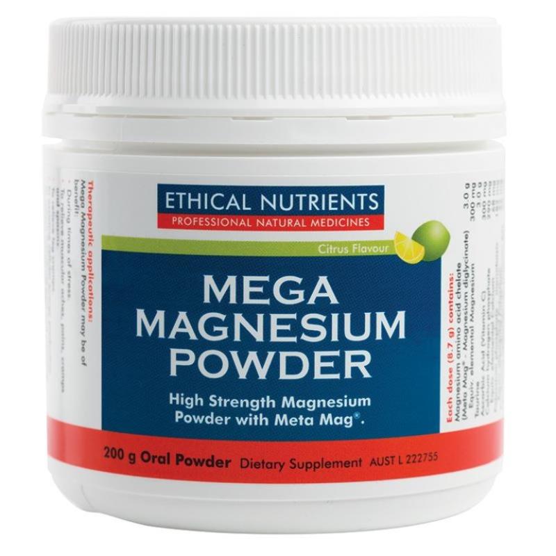 Ethical Nutrients Mega Magnesium Powder (Citrus) 200g - 澳洲生活网