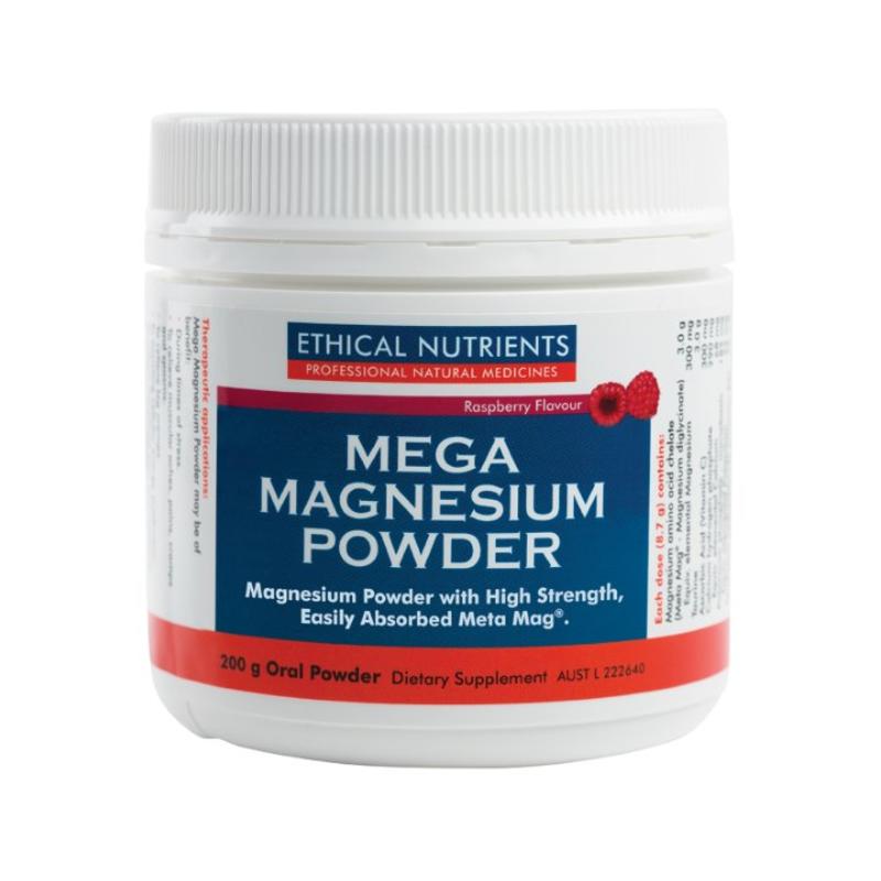 Ethical Nutrients Mega Magnesium Powder (Raspberry) 200g - 澳洲生活网