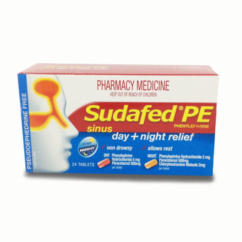 Sudafed PE Sinus Day + Night Relief Tab X 24 - 澳洲生活网