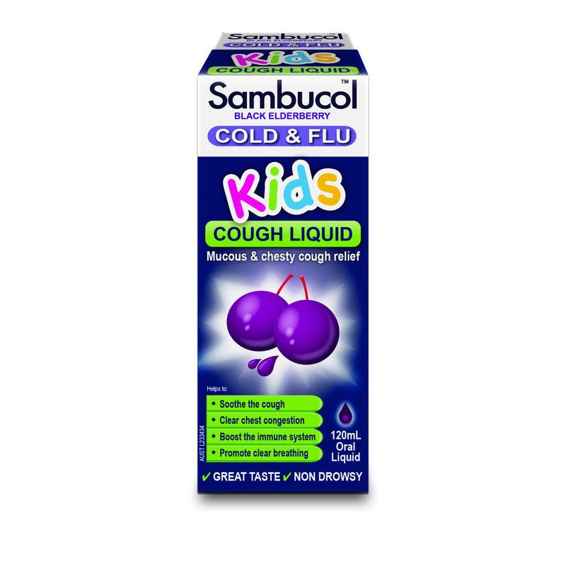 Sambucol Kids Cough Liquid Mucus & Chesty Cough Relief 120ml - 澳洲生活网