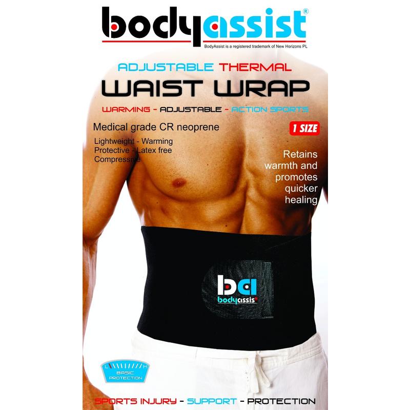 Body Assist Adjustable Thermal Waist Wrap Black (One Size) - 澳洲生活网